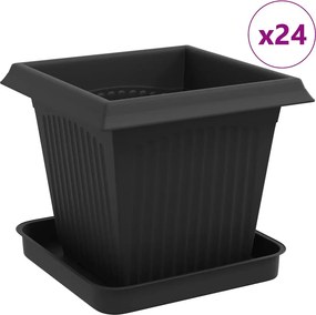 Květináče 24 ks Černá Plast 3403311