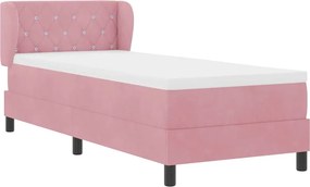 Postel s boxspringem s čelo Růžová 80 x 200 cm samet 3340309