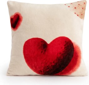 Oboustranný povlak na polštářek DUO SENSE HEARTELLE 45x45 cm mikroplyš/flanel, krémový