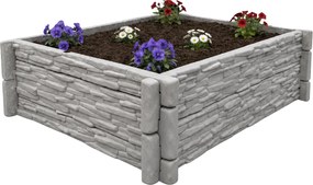 Báča Beton Betonový vyvýšený záhon - štípaný kámen 136 x 136 cm Výška záhonu: 50 cm, Barva záhonu: Přírodní šedá