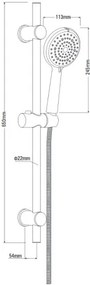 Deante Neo Boro, sprchový sloup 65cm s držákem ruční sprchy a 6-funkční ruční hlavicí, chromová, NER_051K