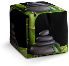 Sablio Taburet Cube Bambus a kameny: 40x40x40 cm
