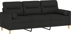 3místná pohovka s polštáři černá 180 cm textil 3200833