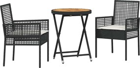 Zahradní bistro set 3 ks Černá polyratan 3334967