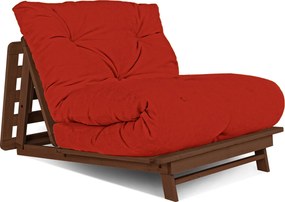 Marior Home Rozkládací futonové křeslo / pohovka Layti - 90 cm / Červená / Ořech olejovaný