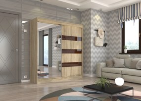 ADRK Furniture Posuvná skříň se zrcadlem a lacobelem TOURA 200 ADRK-SW-TOU-SCHL-200