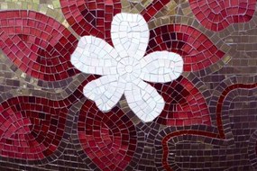 Samolepící fototapeta na podlahu - Červenofialová mozaika, 255x170cm, 030