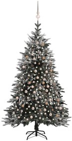 Umělý vánoční stromek LED a sada koulí zasněžený 240cm PVC a PE,  3077883 HangarStore.cz
