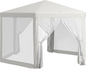 Outsunny Pavilon 4x3m Hexagonální Voděodolný Stabilní Zimní Pavilon s Moskytiérou a 6 Bočními Panely pro Zahradní Akce, Krémová | Aosom