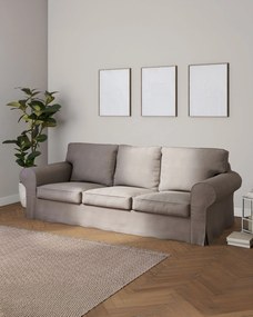 Potah na pohovku IKEA Ektorp 3-místná, nerozkládací barva béžová látka pletený vzor