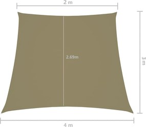 Stínicí plachta oxfordská látka lichoběžník 2/4 x 3 m béžová 135186