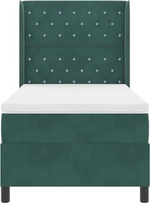 Postel s boxspringem s matrací Tmavě zelená 100 x 200 cm samet 3341945