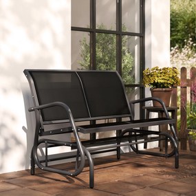 Outsunny Houpací křeslo 2-sedák Zahradní lavice Zahradní houpačka Lavice Sedadlo Park Lavice Kovový zahradní nábytek Černá 120 x 70 x 88 cm | Aosom