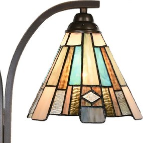 Béžovo-hnědá stolní lampa tiffany Annie - 48*19*57 cm E27/max 2*60W