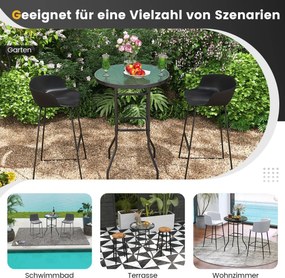 Costway High Garden Table Barový stůl Kulatý bistro s deskou stolu z tvrzeného