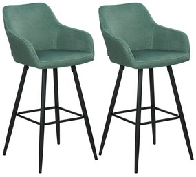 Sada 2 sametových barových židlí zelené CASMALIA Beliani