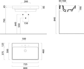GSI NUBES keramické umyvadlo 80 x 50 cm s přepadem Extra Glaze bílá 9622111