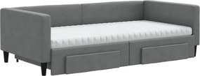 Válenda s přistýlkou a zásuvkami tmavě šedá 100 x 200 cm textil 3196638