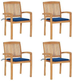 Stohovací zahradní židle s poduškami 4 ks masivní teak 3073220