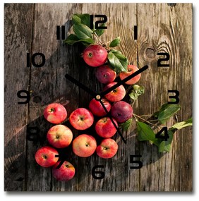 Wallmuralia Skleněné hodiny čtverec Jablka na stole 30x30 cm