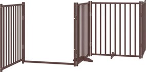 Zábrana pro psy s dvířky skládací 6 panelů hnědá 480 cm topol 3155749