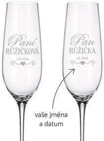 Dekorant Svatební sklenice na šampaňské PAN A PANÍ LOVE 270 ml 2KS
