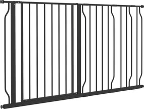 Bezpečnostní branka pro psy PawHut, 75-145 cm, nastavitelná, otevírání do dvou směrů, dvojité zamykání, montáž bez vrtání, ABS, ocel, černá| Aosom