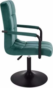 LuxuryForm DESIGN Otočná židle VERONA BLACK VELUR na černém talíři - zelená