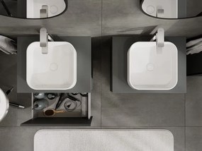 Mexen Rivel, koupelnová skříňka 60 cm s horní deskou, 1 zásuvka, drážkovaná, grafitová matná, 91A20-06047-1-BFC66