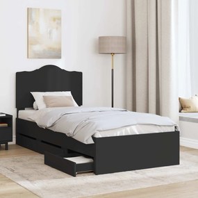 Rám postele se zásuvkou Černý 90 x 200 cm Inženýrské dřevo 3413451