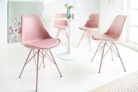 Designová jídelní židle Scandinavia Lund růžová umělá kůže