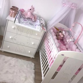 Dětská postýlka New Baby Králíček se stahovací bočnicí bílá