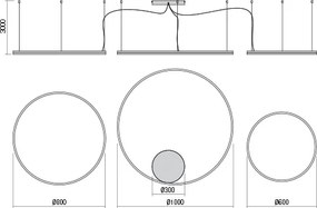 Redo group Redo Orbit direct, závěsné kruhové svítidlo, 40,5+55+68W LED 3000K DALI, bronz, prům. 60+80+100cm