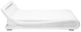 Bílá kožená postel s LED světlem 160x200 cm AVIGNON Beliani