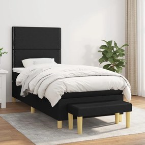 vidaXL Box spring postel s matrací 90x200 cm textil [3137047] Barva: Tmavě šedá