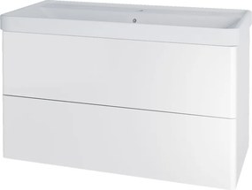 Mereo, Mereo Siena, koupelnová skříňka s keramickým umyvadlem 101 cm, bílá lesk, MER-CN4121