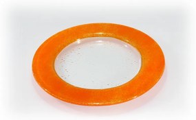 BDK-GLASS Kulaté talíře BAND - s oranžovým okrajem Průměr: 20cm