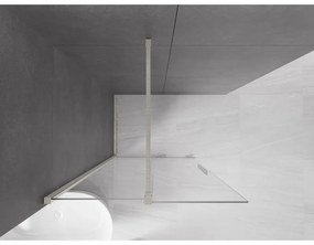 Mexen Velar, sprchová zástěna s posuvnými dveřmi Walk-in 90 x 200 cm, 8mm čiré sklo, broušená ocel, 871-090-000-03-97