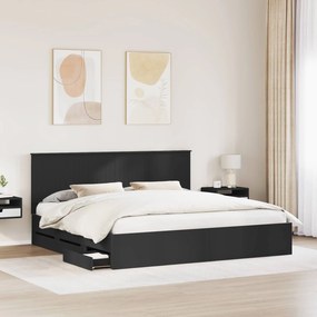 Rám postele se zásuvkou Černá 200 x 200 cm Inženýrské dřevo 3411083