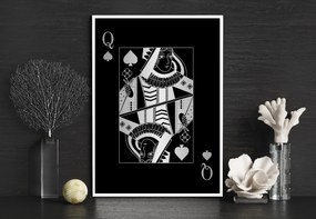 Pixada Queen of spades Silver - motivační obraz Velikost: B2 - 50x70 cm, Volba rámu: s bílým rámem