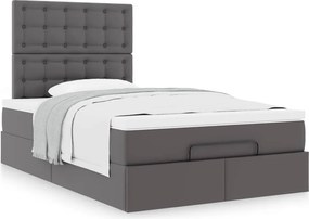 Osmanský rám postele s matrací šedá 120x190 cm umělá kůže 3312994