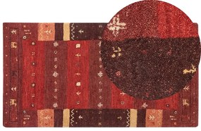 Vlněný koberec gabbeh 80 x 150 cm červený SINANLI Beliani
