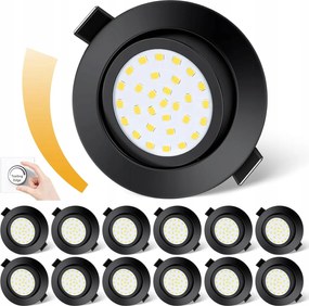 Led zapuštěné reflektory, 5 W, stmívatelné, 230 V, 600 l, IP44, 12 kusů
