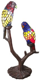 Dekorační světlo 6017, dva papoušci, styl Tiffany