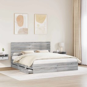 Rám postele s čelo Šedá Sonoma 200 x 200 cm Inženýrské dřevo 3411483