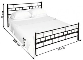 Tempo Kondela Kovová postel TAJGI 90x200, černá