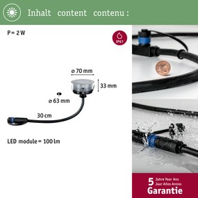 Paulmann 94751 Plug&Shine Floor, zápustné svítidlo do terasy 2W LED RGBW, prům. 7cm, IP67, ZigBee