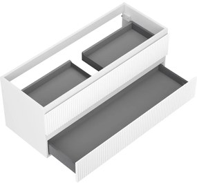 Mexen Rivel, koupelnová skříňka pod umyvadlo 120 cm, 2 zásuvky, drážkovaná, bílá matná, 91A20-12047-2-BFF01