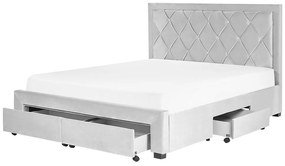 Sametová postel s úložným prostorem 160 x 200 cm světle šedá LIEVIN Beliani
