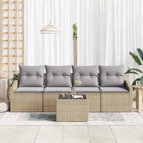 Set pohovek 5 ks Béžová a Světle šedá polyratan 3346590